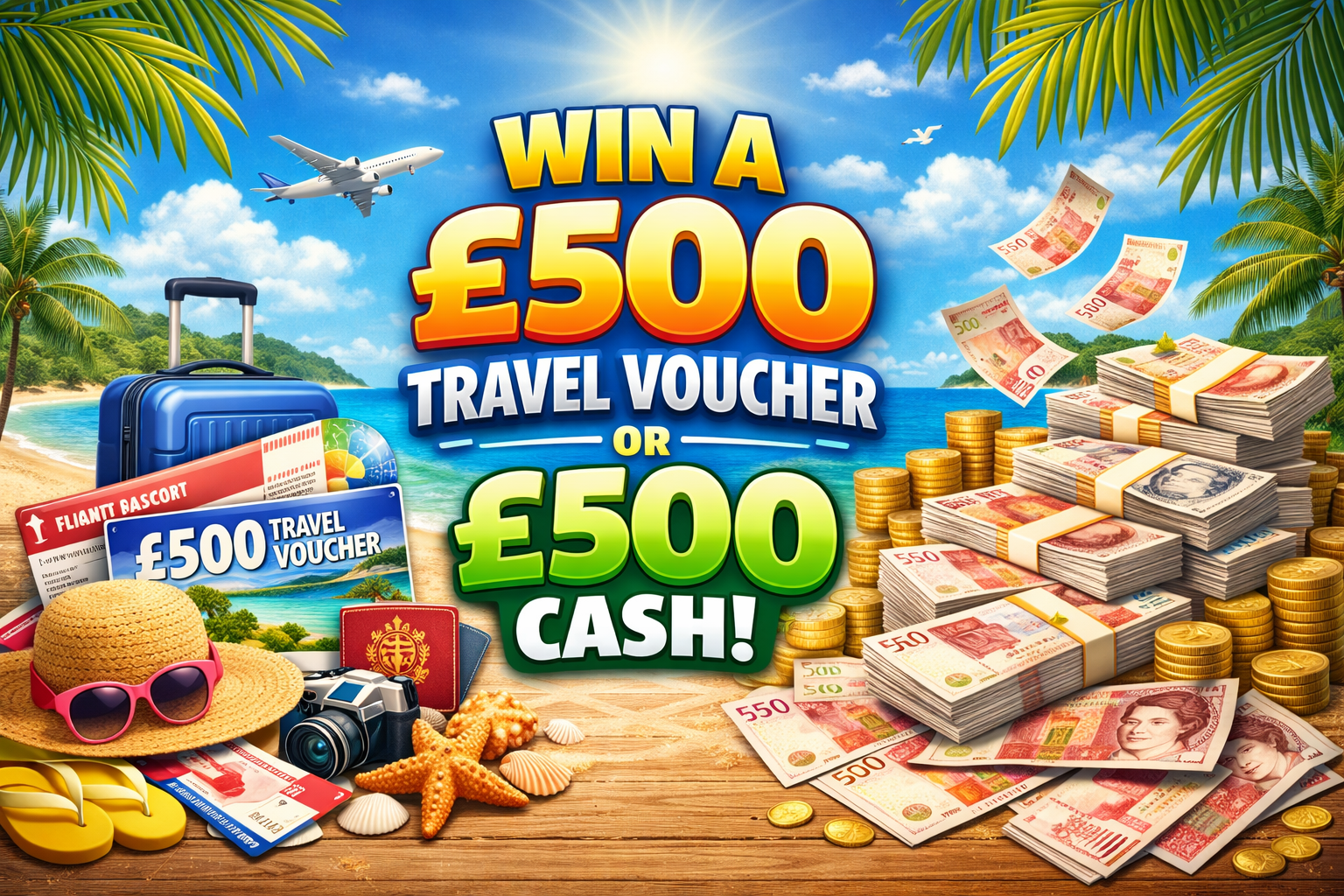£500 Travel Voucher or £500 Cash! – 777 Raffles